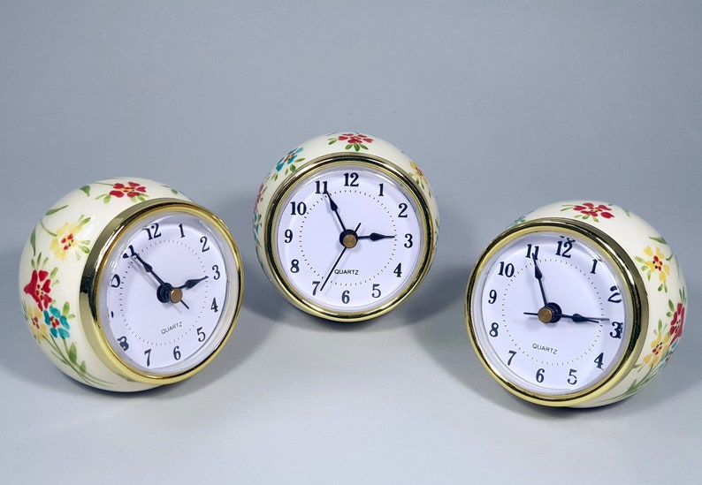 Small Desk Clock in a Ceramic Floral Ball, Custom Table Clock - Etsy