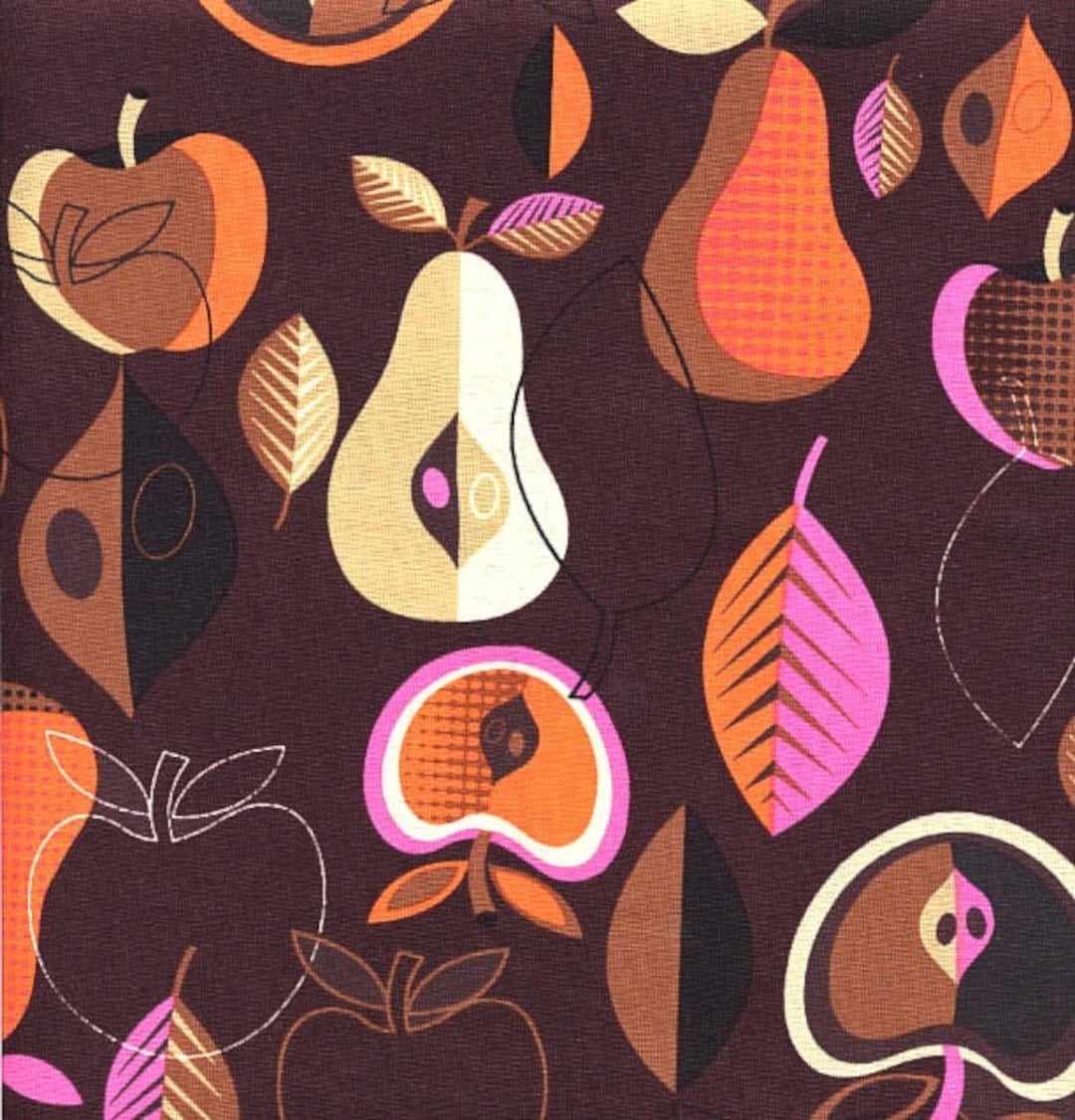 Mod Fruit Barkcloth - Sixties Retro Reproduction Vintage Fabric - Out ...