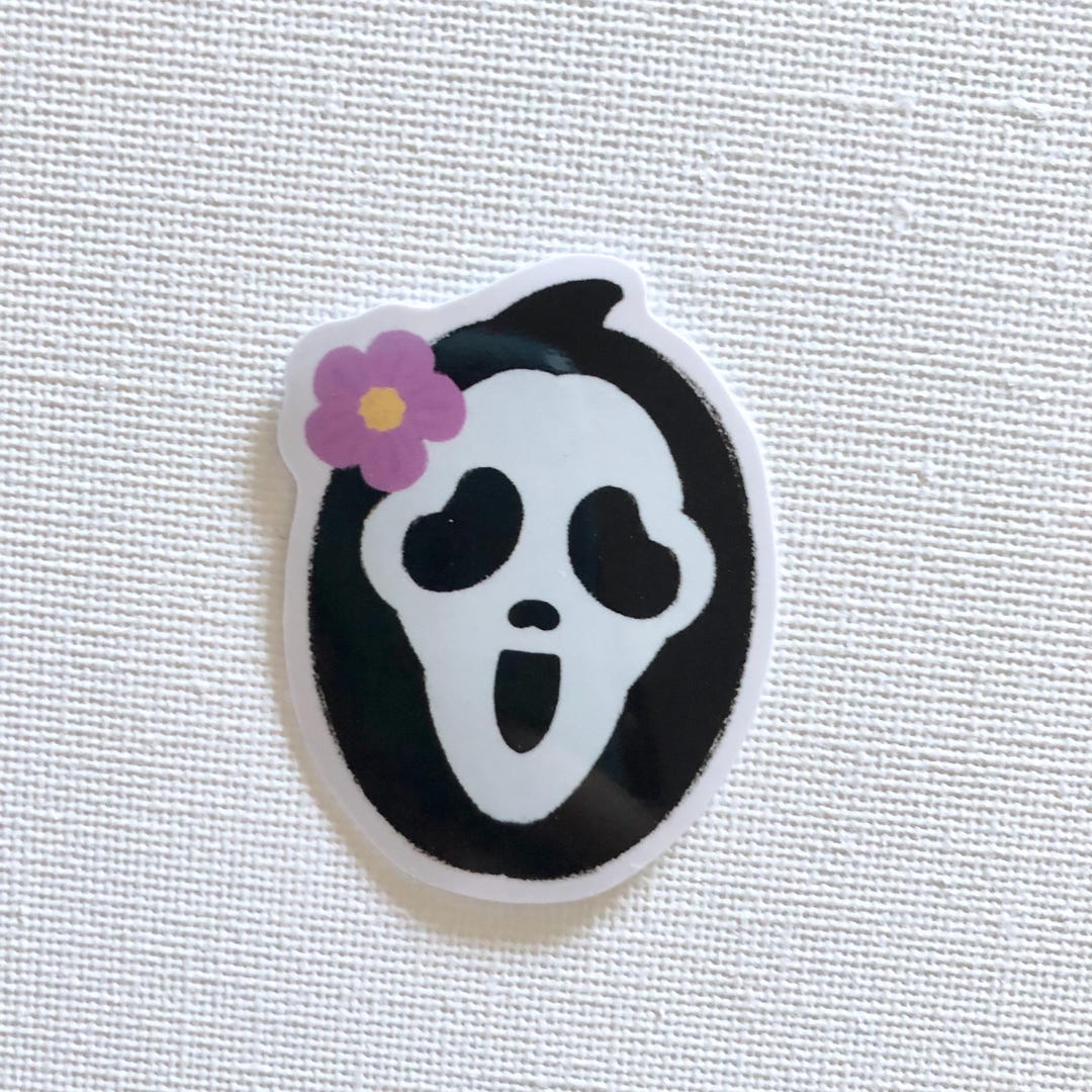 Cute Scream Ghostface Sticker Kawaii Cute Pink Flower Horror Art ...