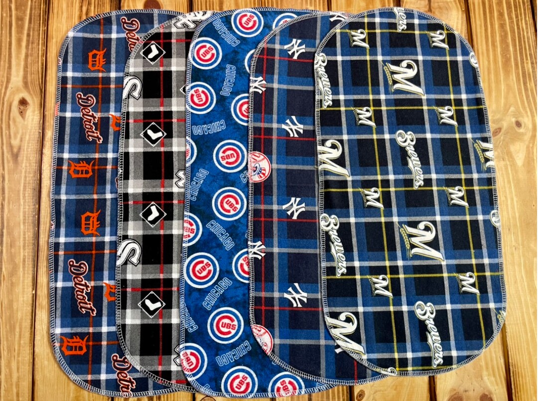 MLB Teams, Yankees, Cubs, White Sox, Tigers, Brewers Flannel Burp Rags ...