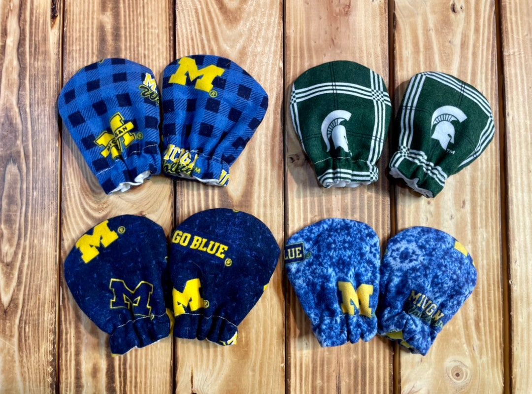 Michigan Teams, Uofm, MSU Flannel Baby Mittens - Etsy