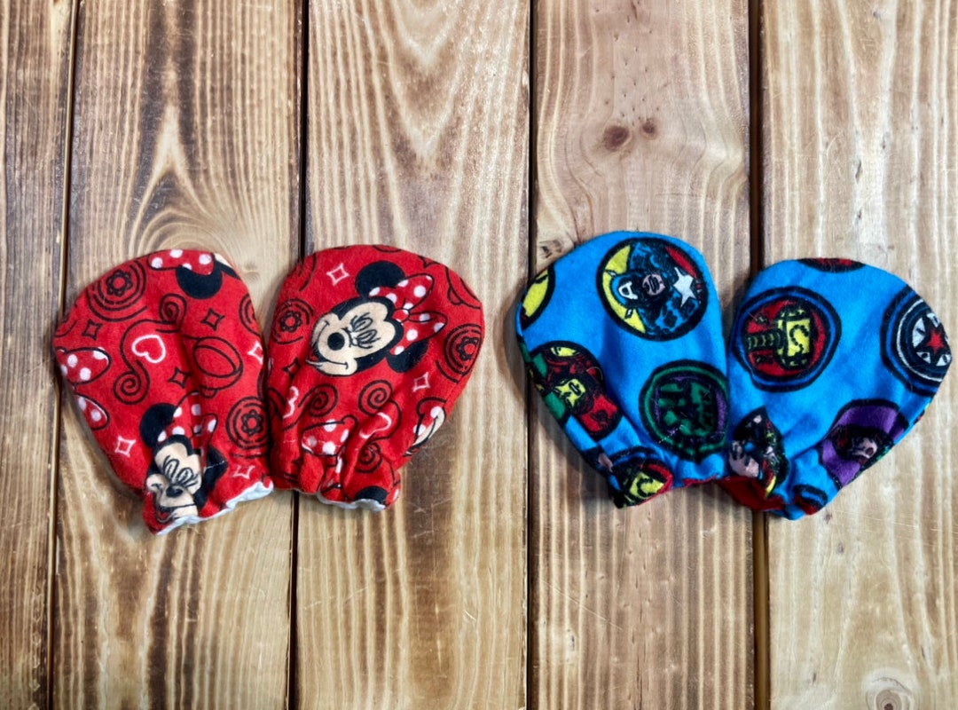 Characters, Minnie Mouse, Marvel Comic Flannel Baby Mittens - Etsy