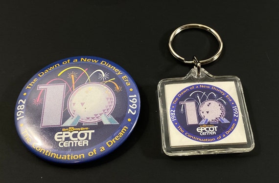 Epcot Center 10 Year Anniversary Button and Keychain … - Gem