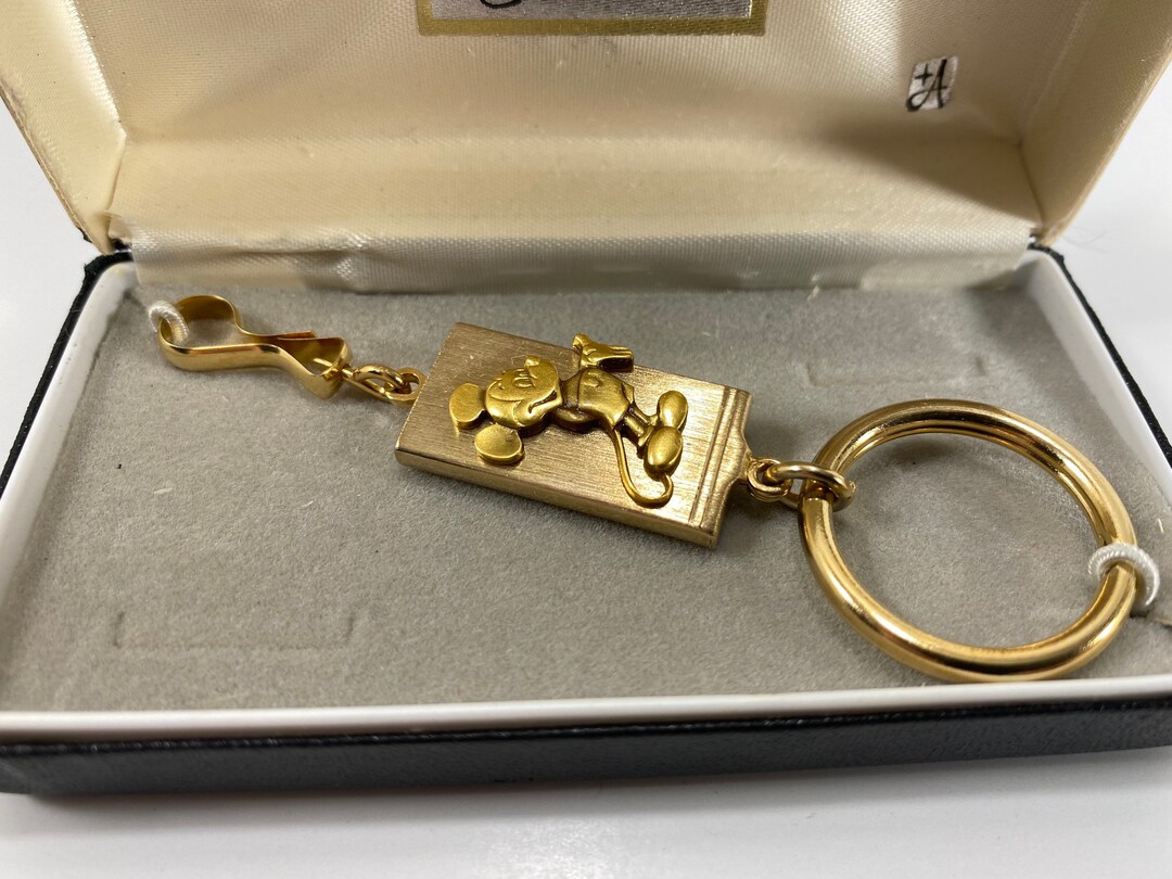 Mickey Mouse Gold Plated Men's Valet Key Ring - With Finger Flick ...