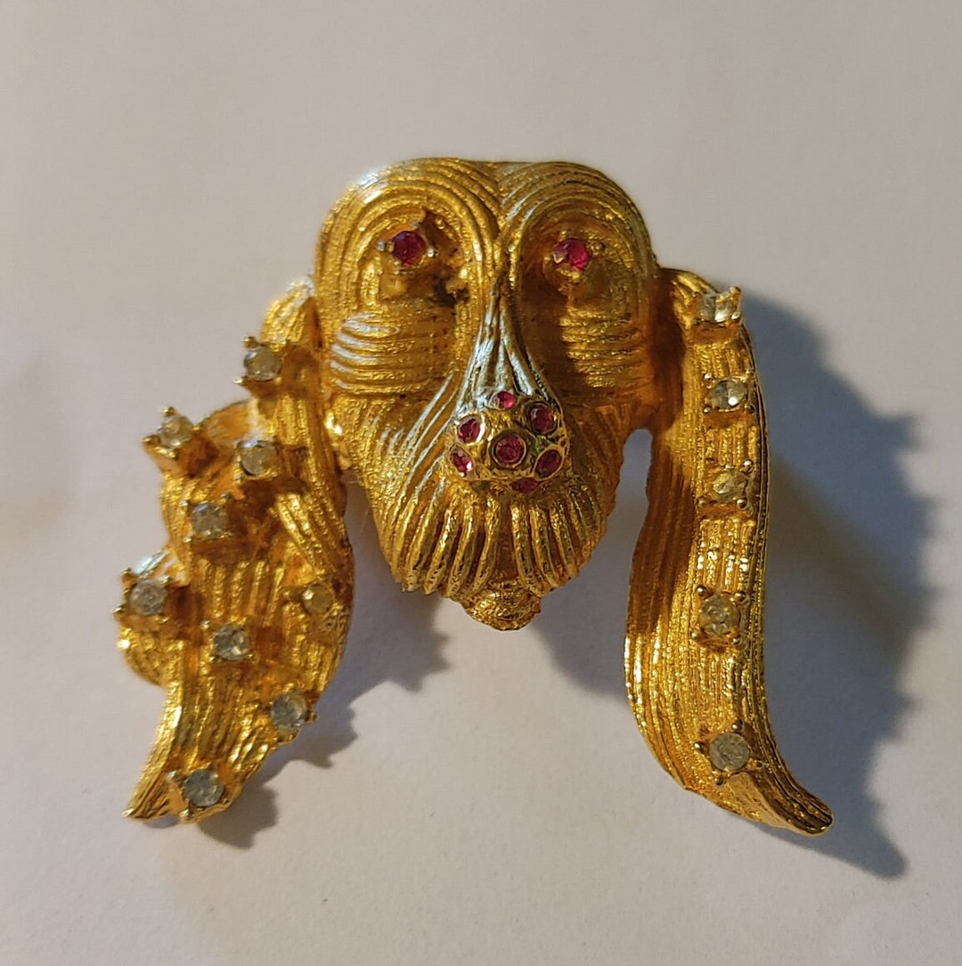 Signed OBCO Copyright 1966 Vintage Tiffany Style Cocker Spaniel Gold ...