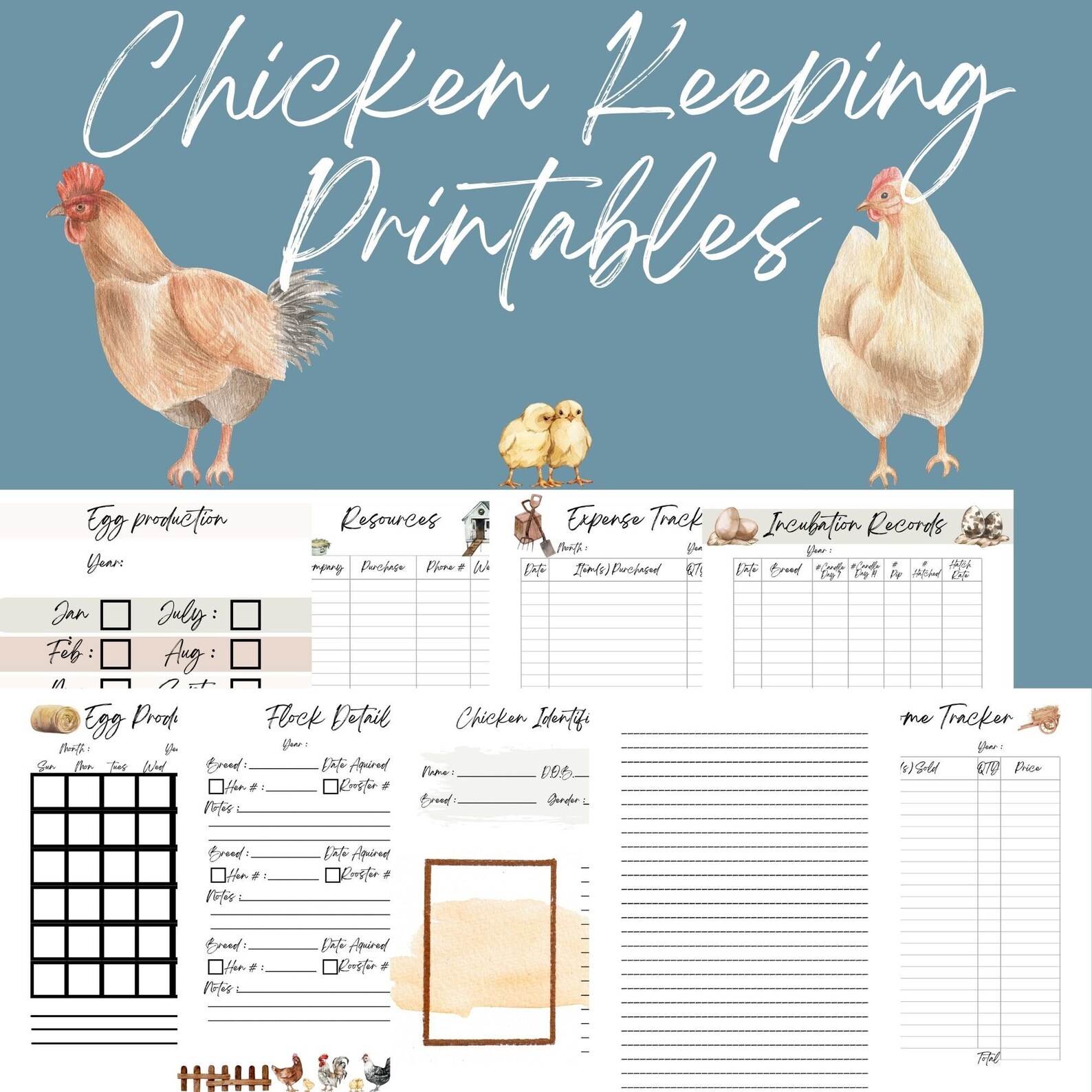 Backyard Chicken Keeping Printable - Chicken Record Keeping Digital ...