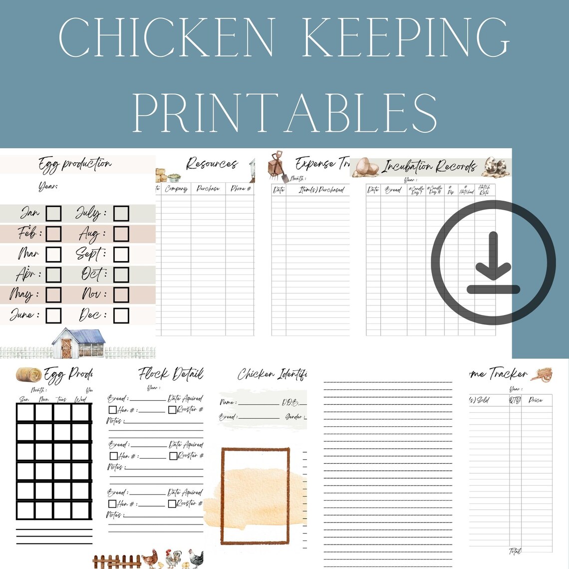 Backyard Chicken Keeping Printable - Chicken Record Keeping Digital ...