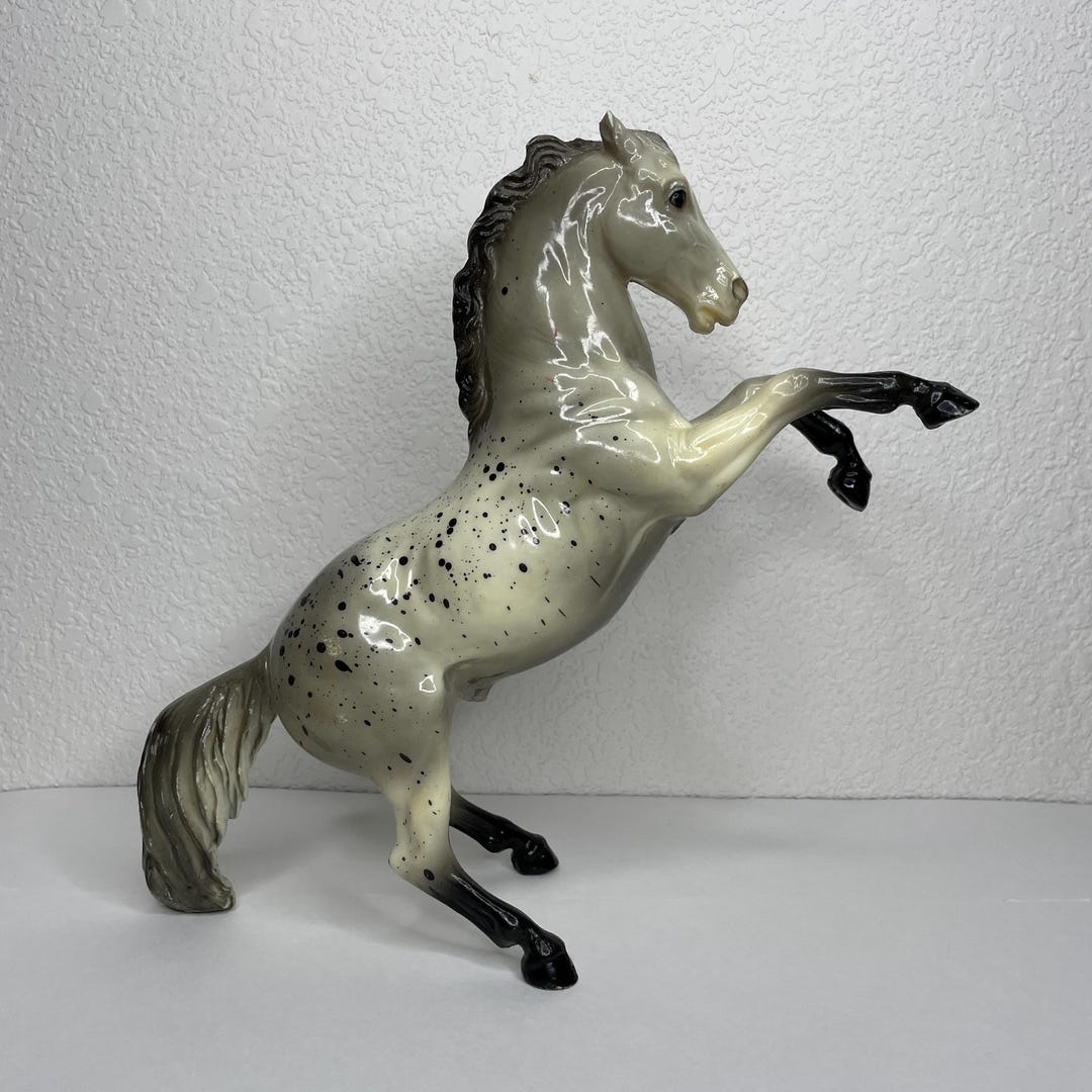 Breyer Glossy Gray Appaloosa Fighting Stallion Rearing Horse Figure ...