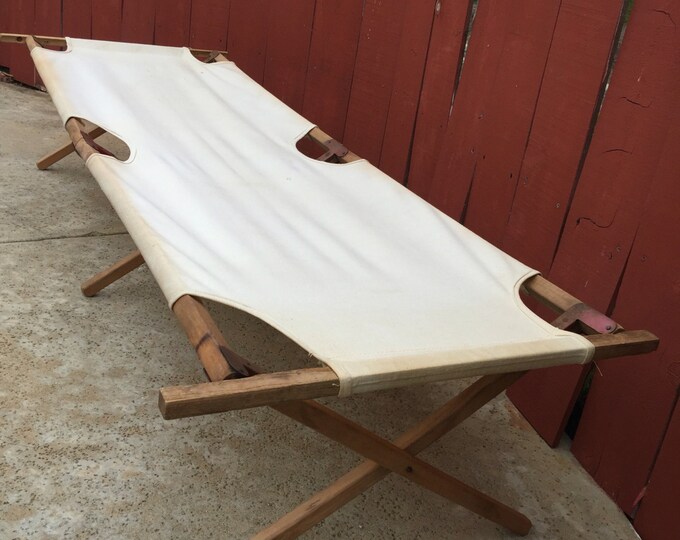 Folding Canvas Cot Camping Vintage Bearcat Collapsible Military Field ...