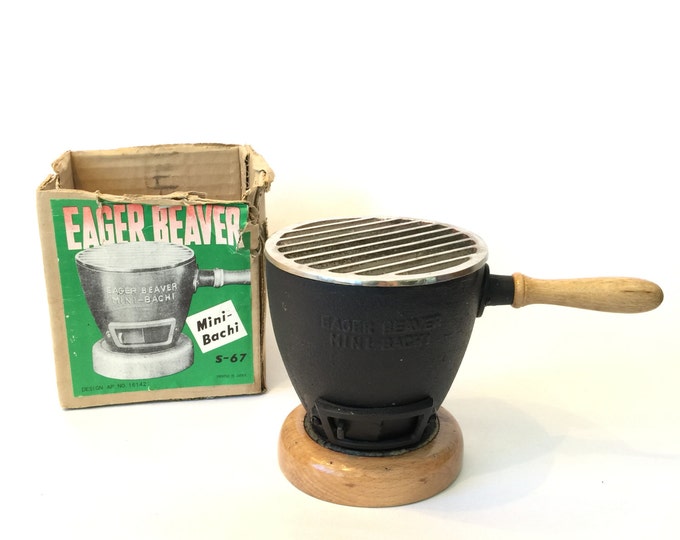 Mini Tabletop Hibachi BBQ Grill Vintage Eager Beaver Mini Bachi ...