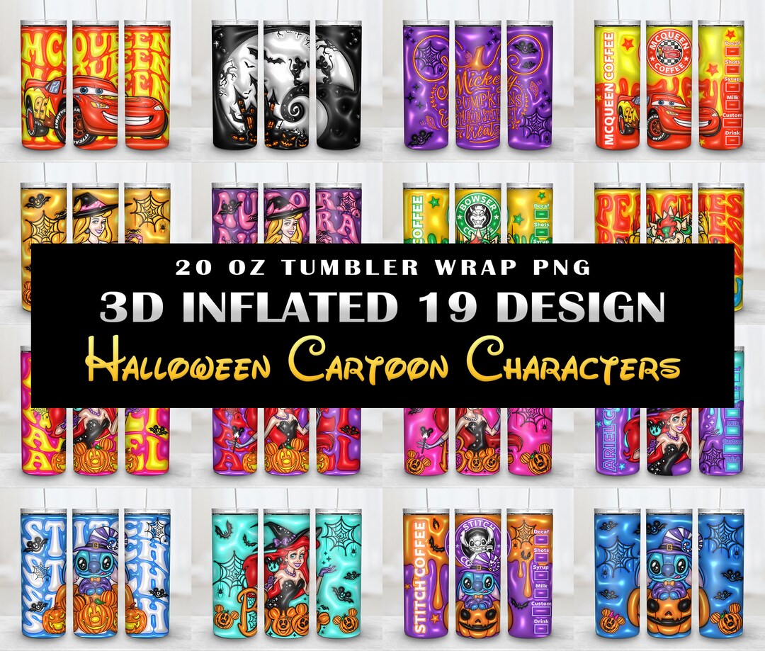 3D Inflated 19 Designs Cartoon Characters 20 Oz Tumbler - Etsy