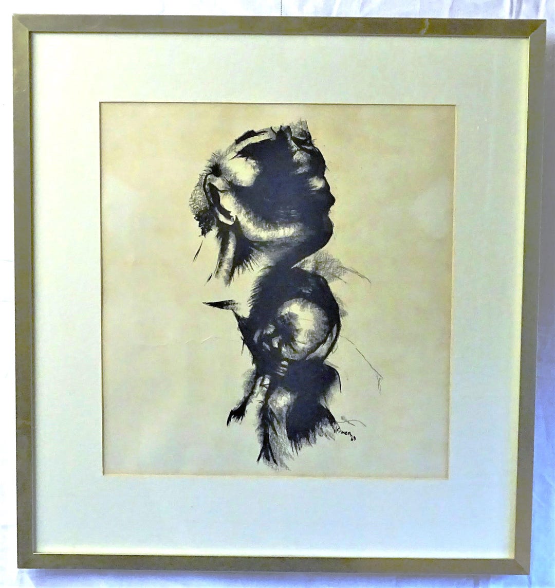 Original Oil Pastel Drawing Woman and Baby Vernon Fisher 1969 Birthday ...