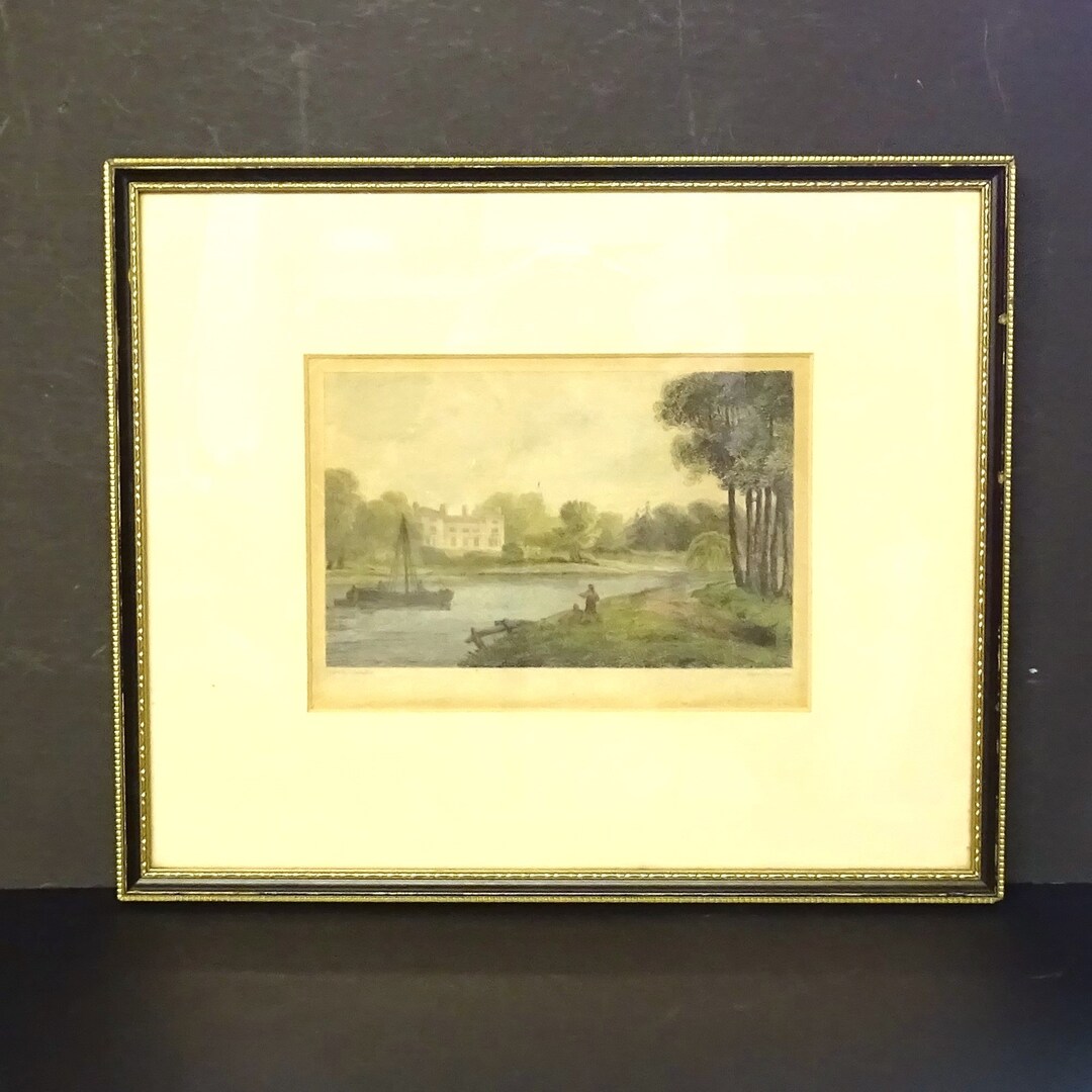 Antique Tinted Etching River Thames England Lady Sullivan’s Villa Cooke ...