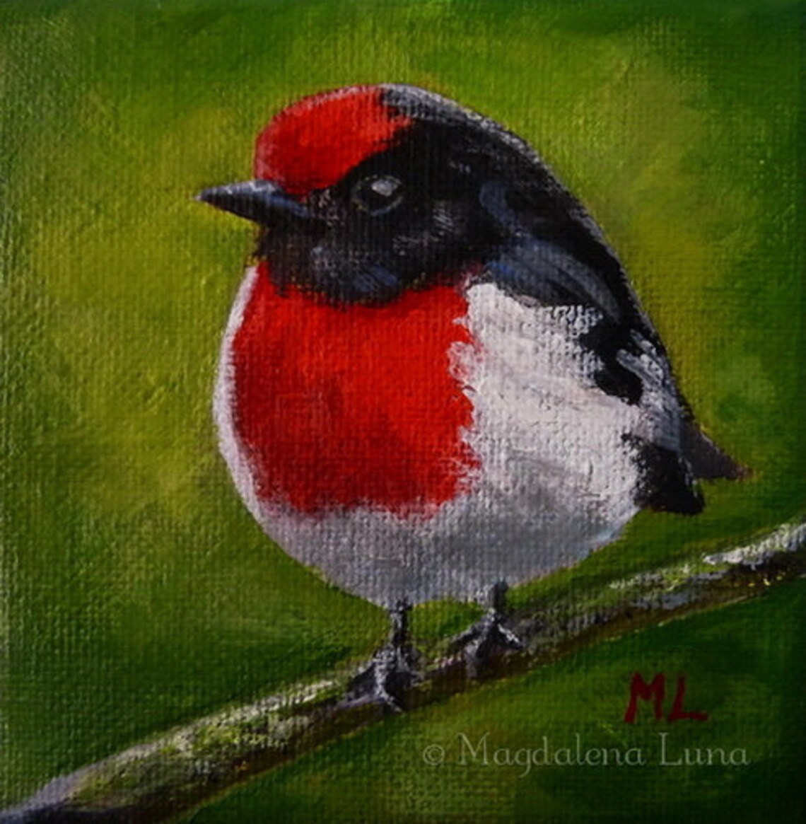 Framed Original Painting Red Capped Robin Bird Art Ready - Etsy