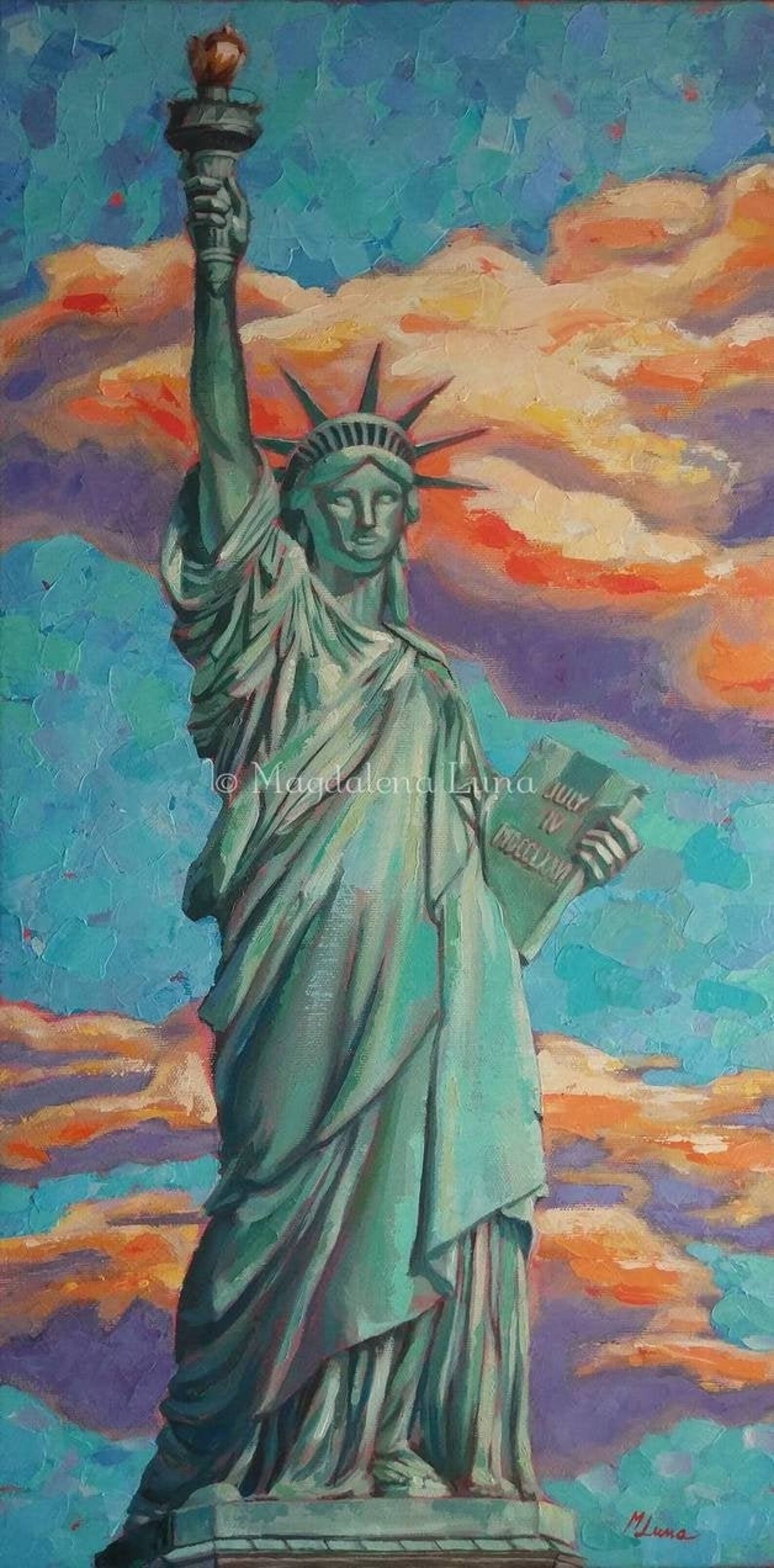 Original Painting nyc Lady Liberty in Summer - Etsy