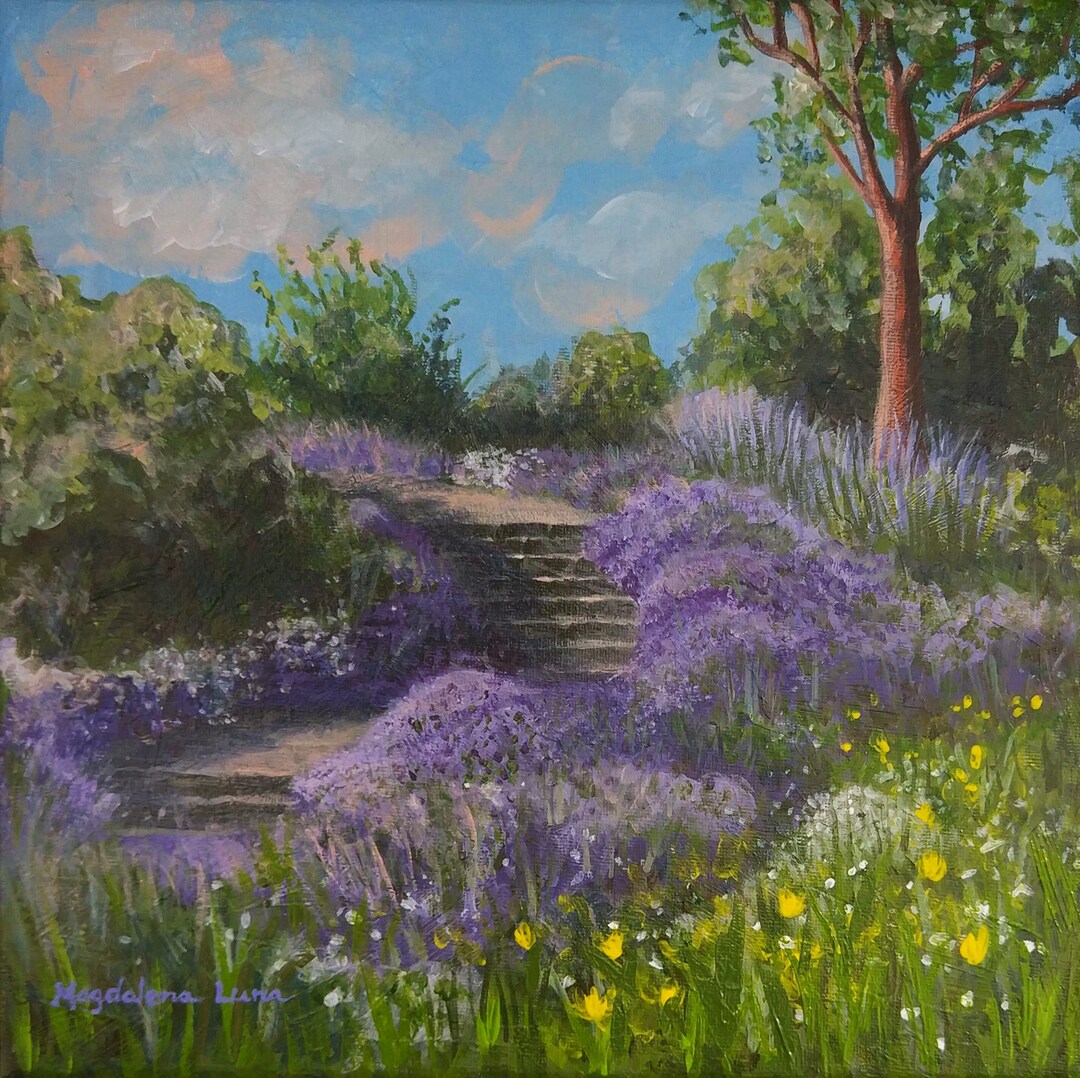 Original Painting SPRING EVENING GARDEN Ready to Hang - Etsy