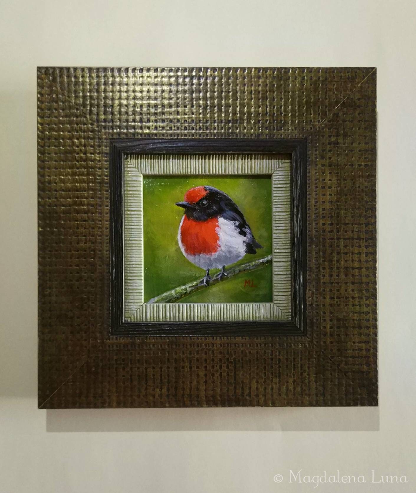 Framed Original Painting Red Capped Robin Bird Art Ready - Etsy