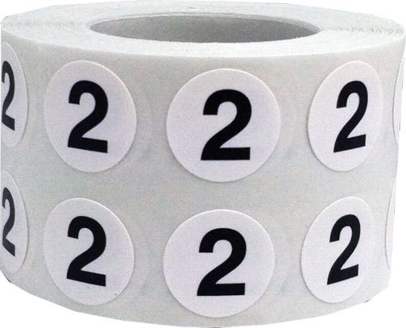 Tiny Number 2 Labels 0.5 Inch Round Number Stickers | Etsy