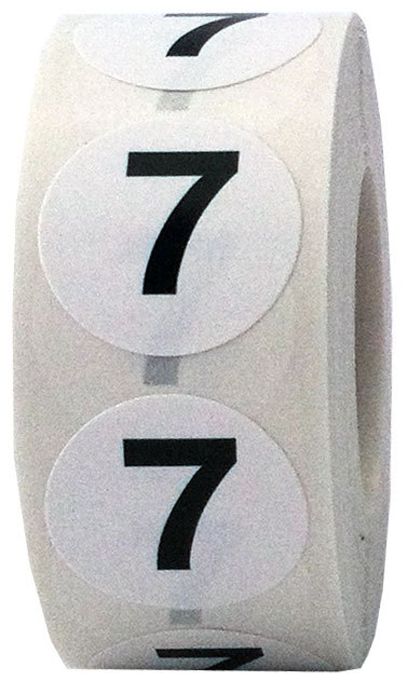 Number 7 Labels 0.75 Inch Round Number Stickers That - Etsy