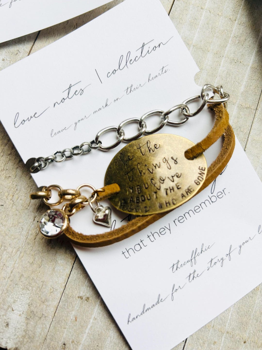 Be the Things You Love Upcycled Chain + Leather Wrap Bracelet - Etsy