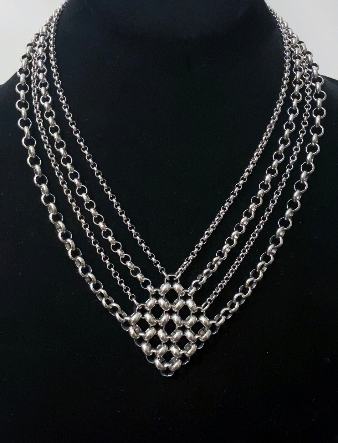Diamond Shaped Stainless Steel Diamond Shaped Necklace, Chainmail ...