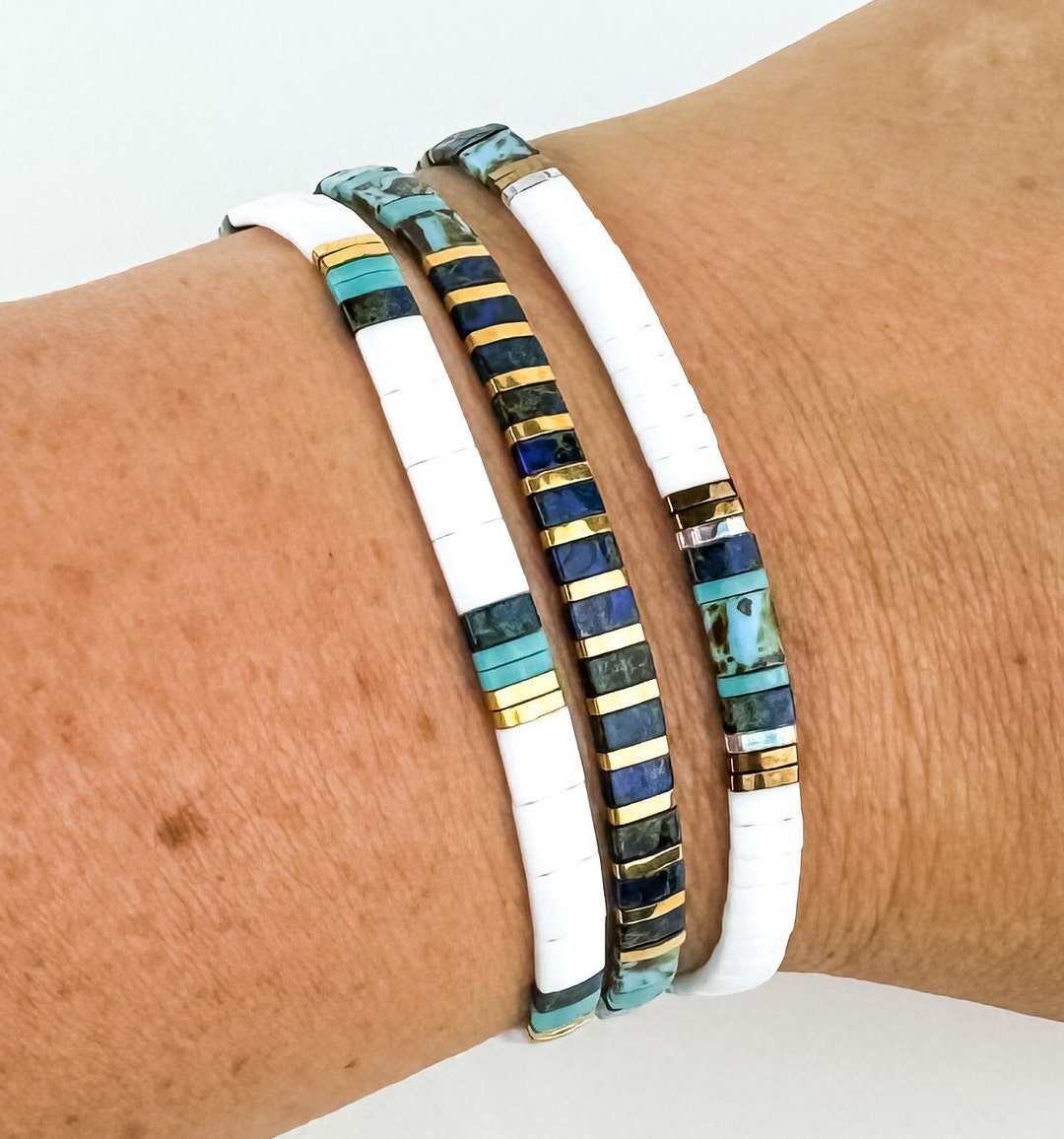 WALK ON WATER | Tila Bead Stretch Bracelet | Colorful Bead Bracelet for ...