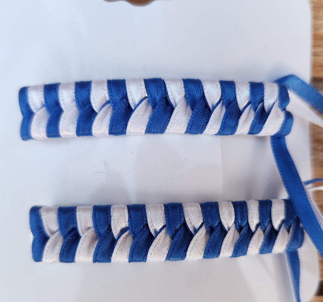 80' S Retro Royal Blue and White Ribbon Braided Barrettes - Etsy