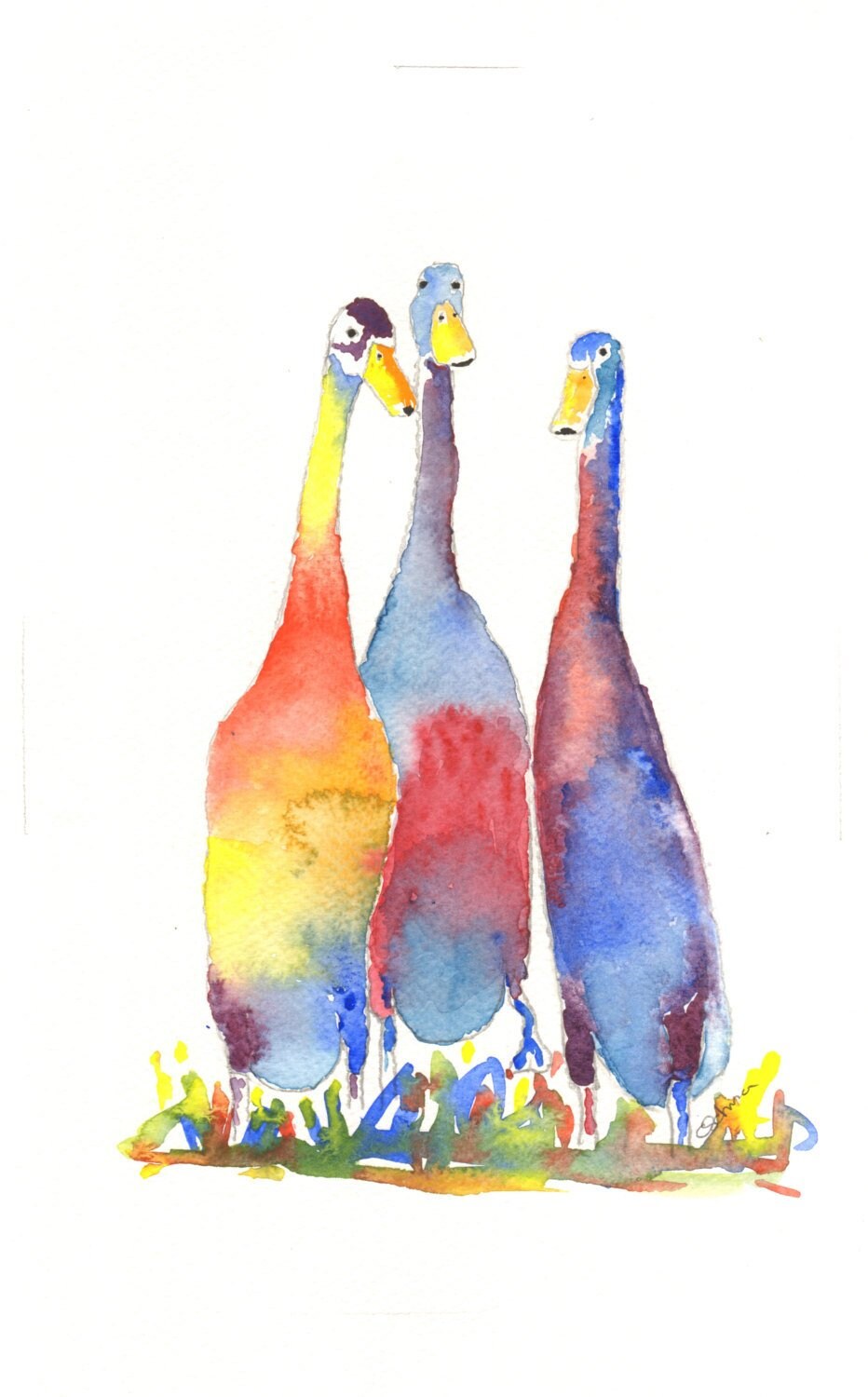 Paintings of ducks Indian Runner duck pictures contemporary | Etsy