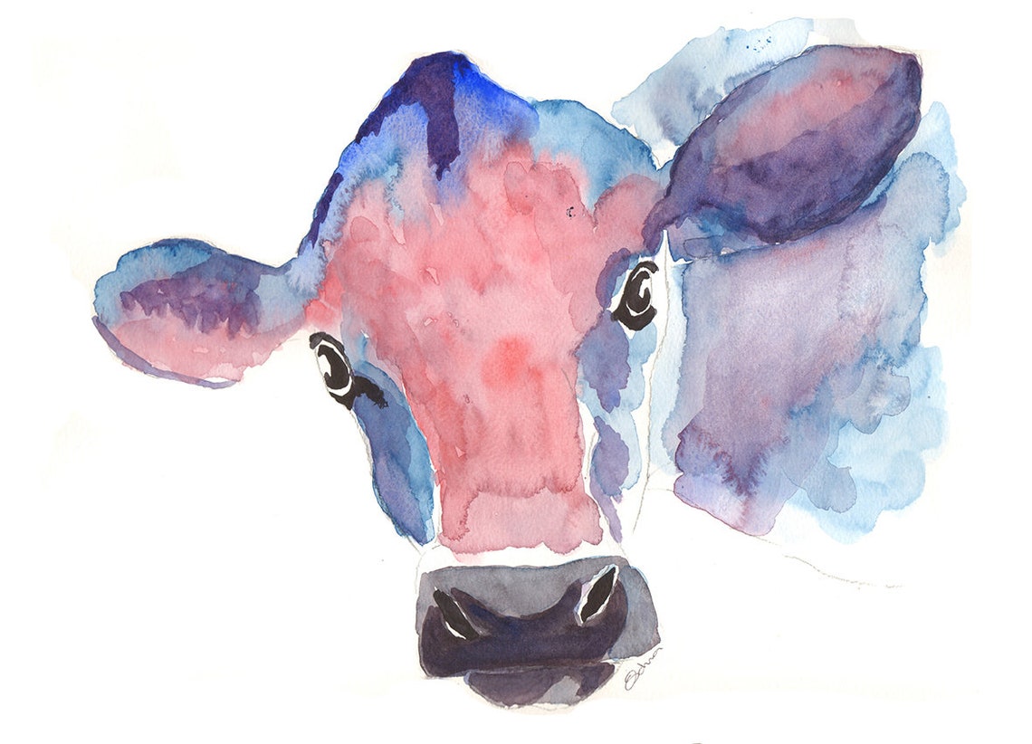 Cow Print, Paintings of Cows. Jersey Cows. Cow Art. Watercolor Prints ...