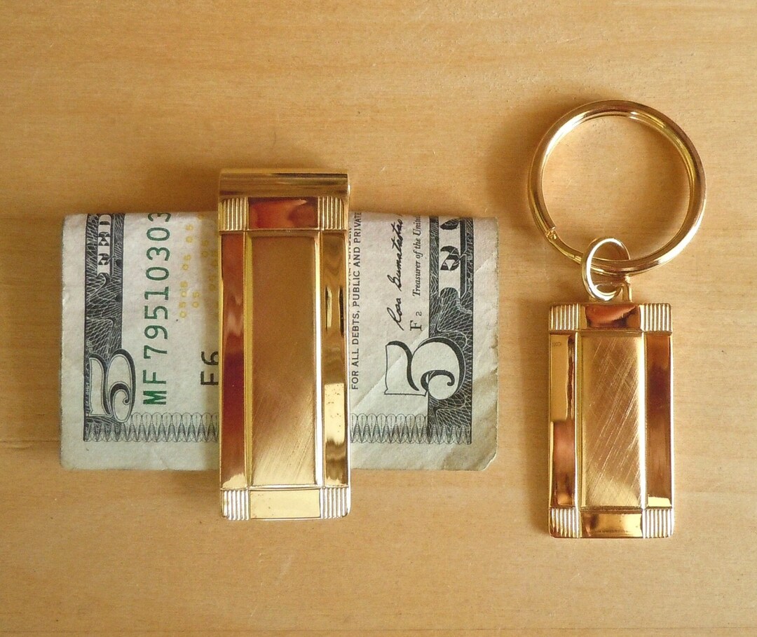 Money Clip & Key Ring, Engravable, Gold Plated, MIB, Mens Accessories ...