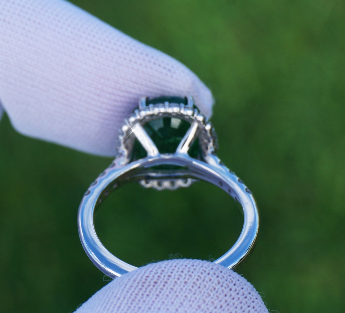 Ring 14K REAL Gold Natural 7.73 CTW Tsavorite & Diamonds GIA Certified ...
