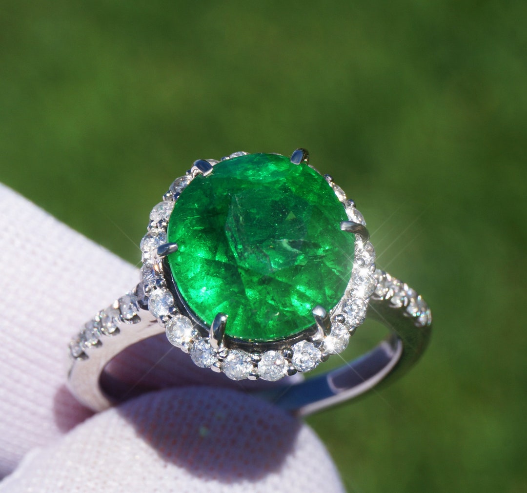Tsavorite Diamonds Ring 14K REAL Gold Natural 6.62 CTW GIA Certified ...