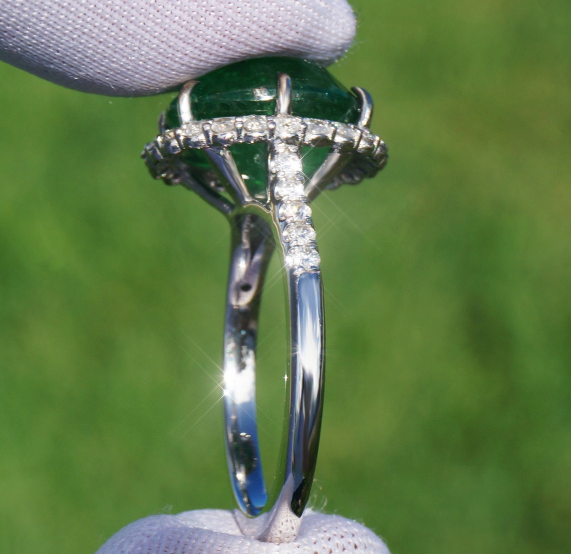 Ring 14K REAL Gold Natural 7.73 CTW Tsavorite & Diamonds GIA Certified ...