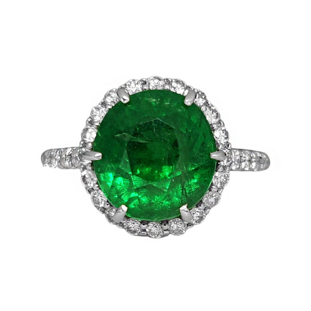 Tsavorite Diamonds Ring 14K REAL Gold Natural 6.62 CTW GIA Certified Green Oval Cut - Etsy