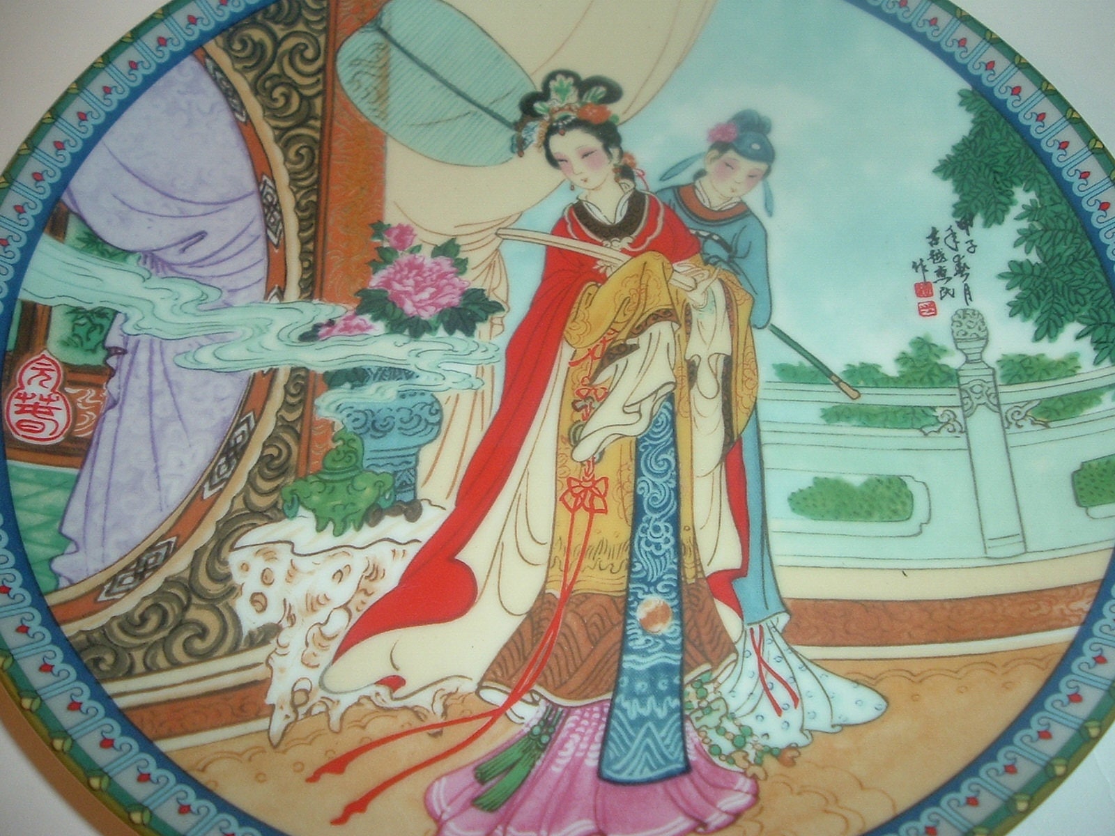 1986 Imperial Jingdezhen Red Mansion Lady Plate Yuan Chun Number 2