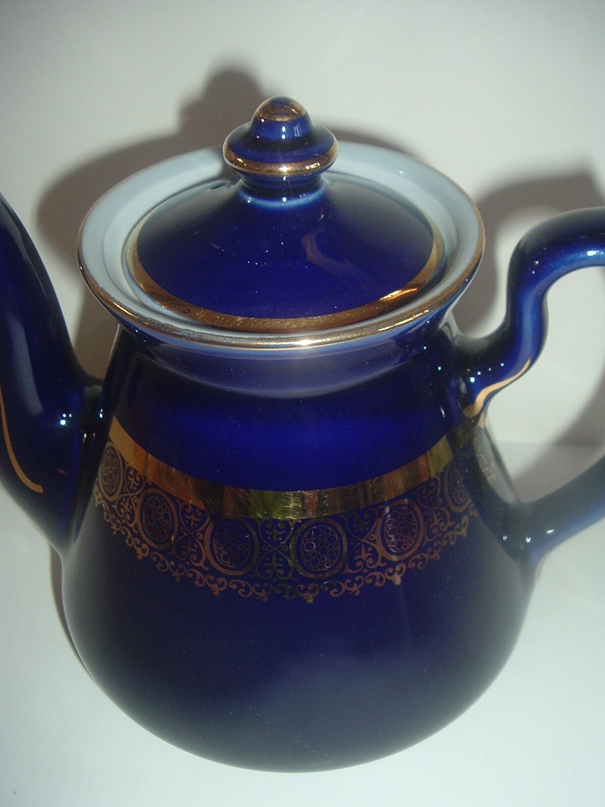 Hall China Cobalt Blue with Gold Design Teapot Vintage