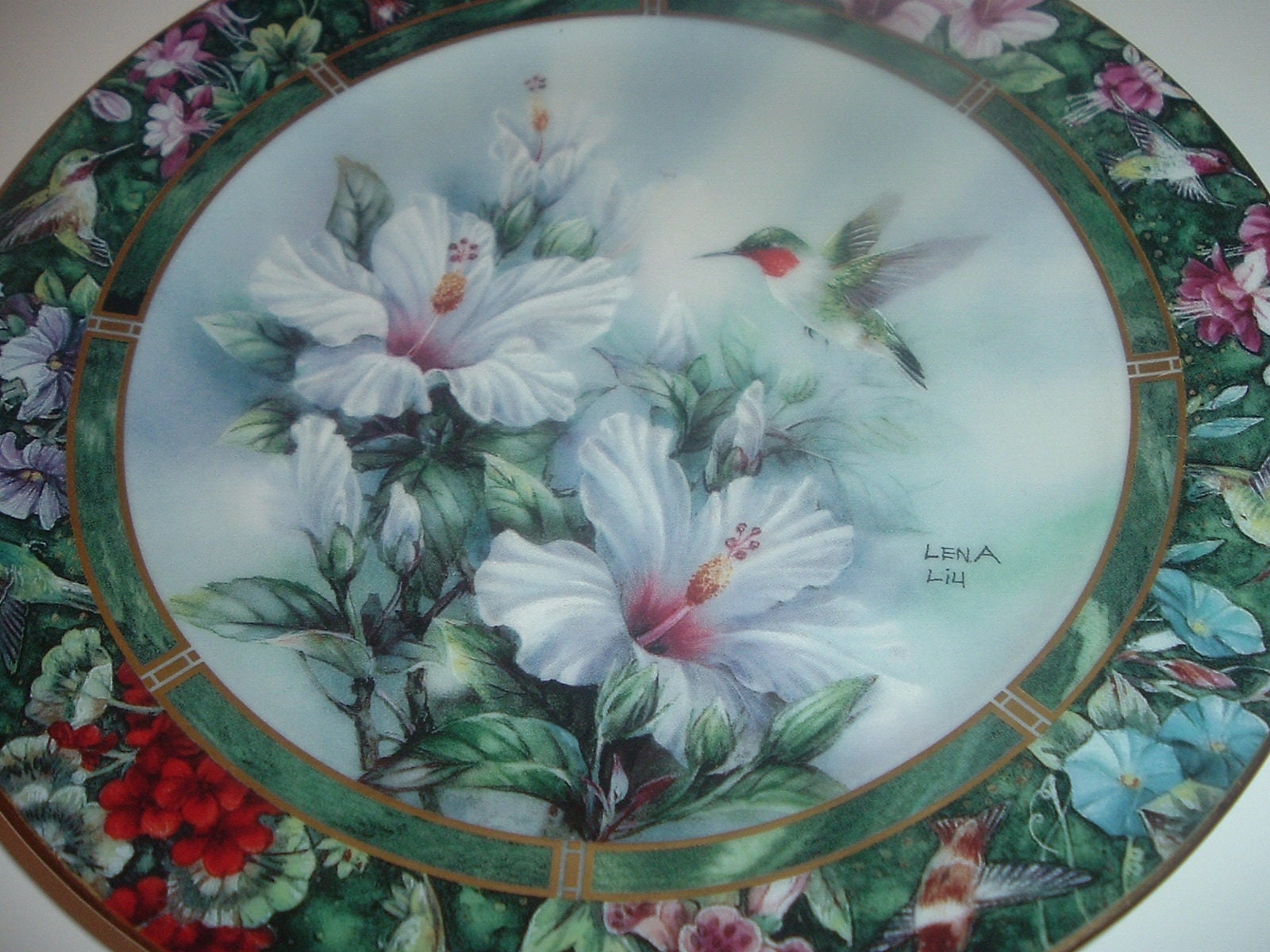 Lena Liu Hummingbird Plate Ruby Throated First Issue