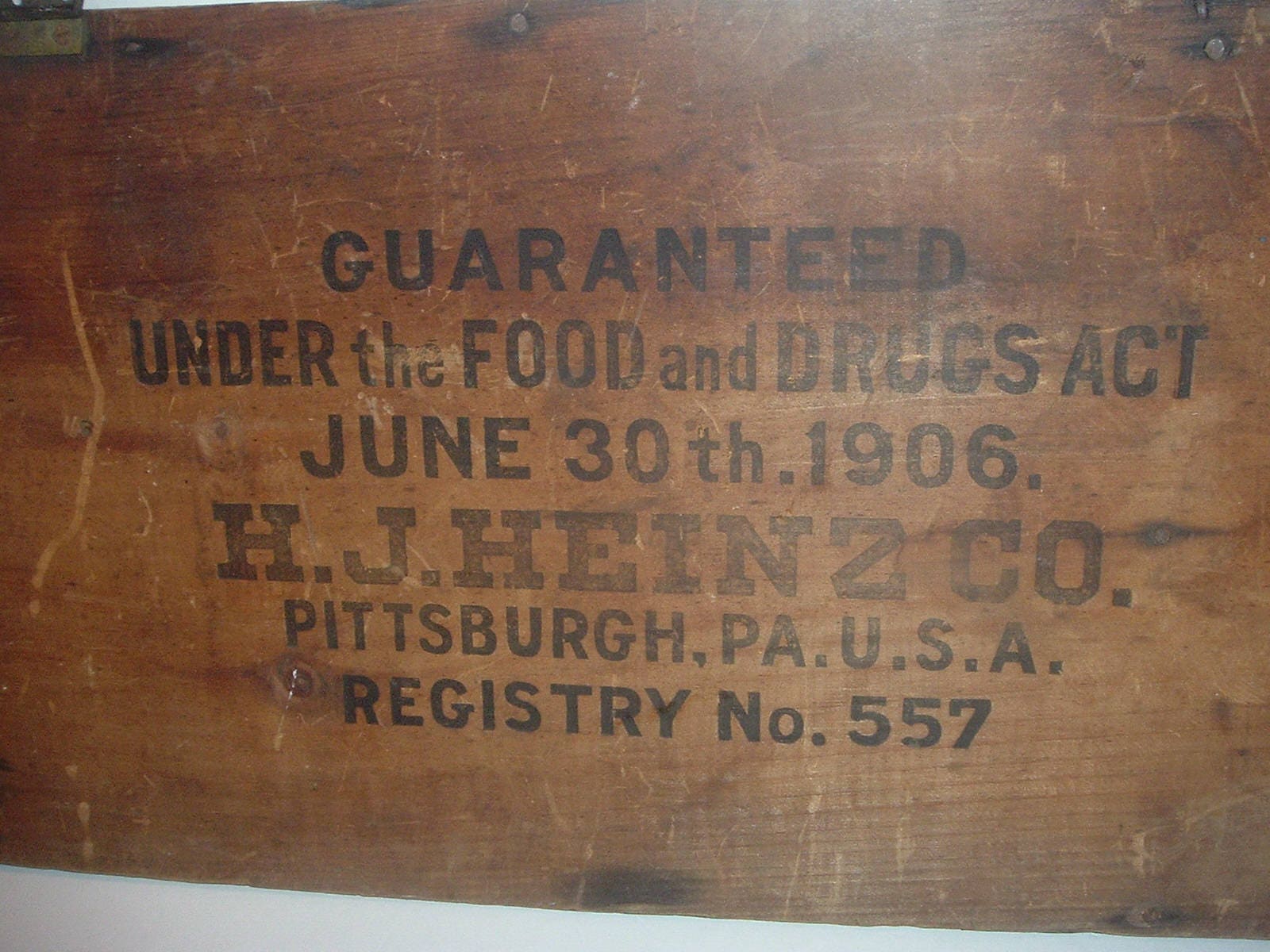 1906 Dated H J Heinz Wooden Crate Panel