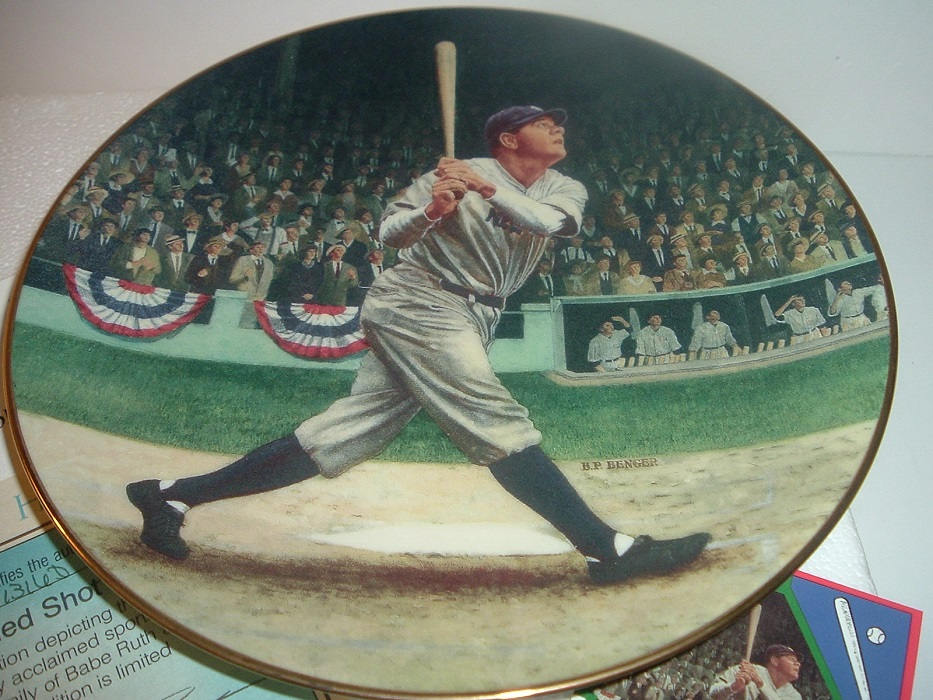 1992 Babe Ruth The Called Shot Plate w COA Foam Box