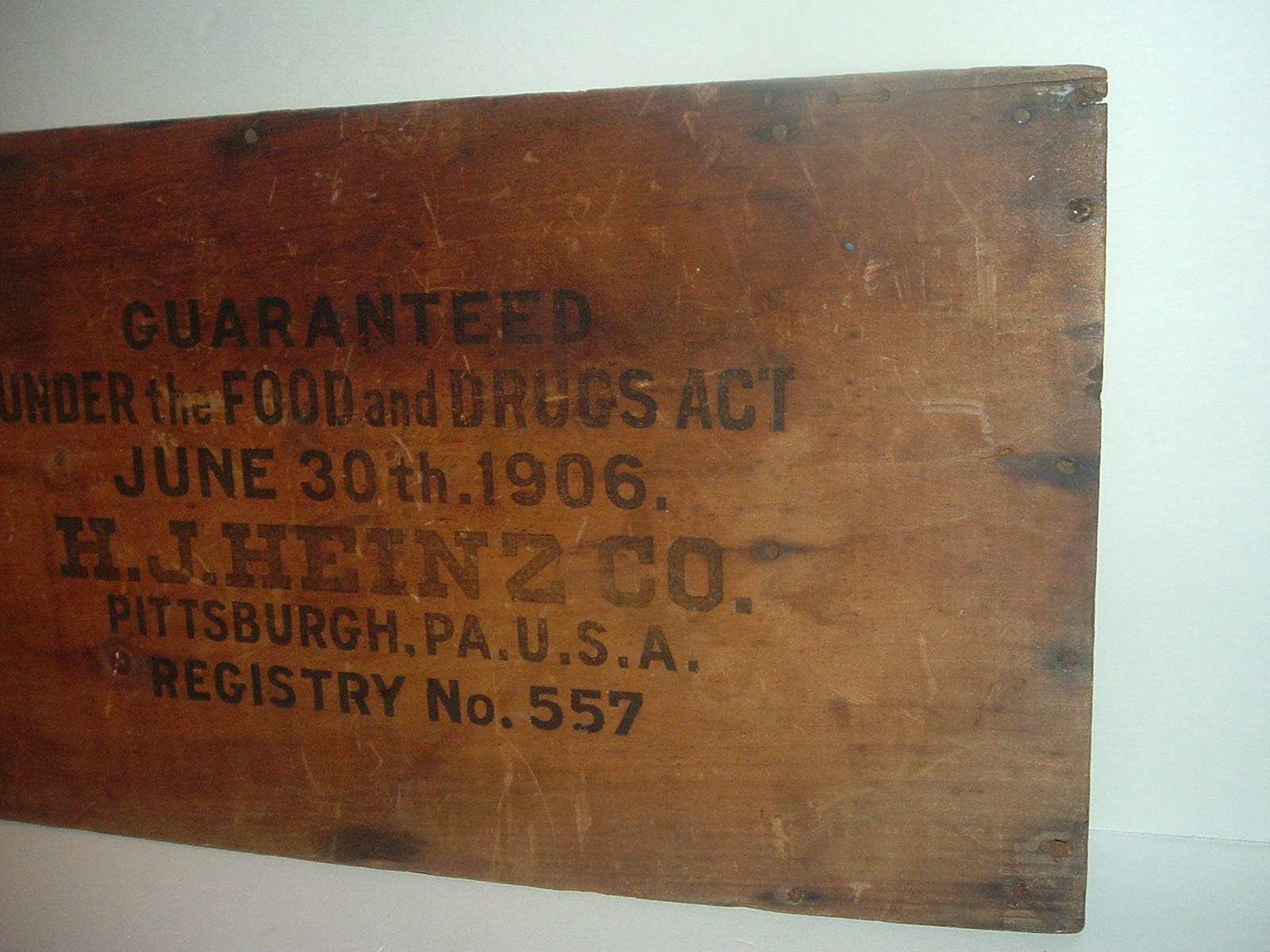 1906 Dated H J Heinz Wooden Crate Panel
