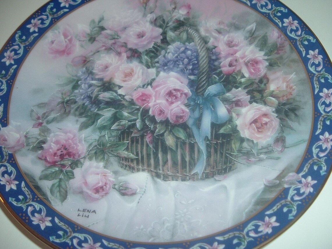 Roses Lena Liu Basket Bouquets First Issue Plate 1992 - Etsy