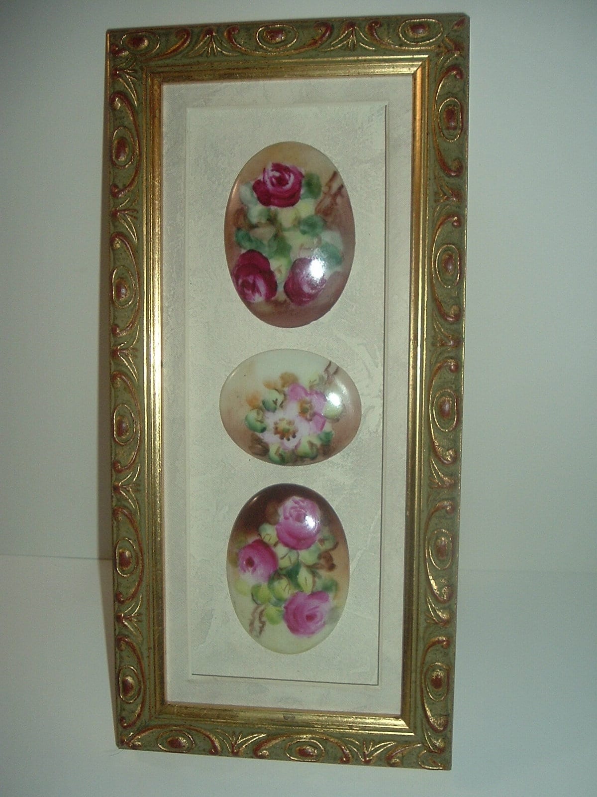 12 Handpainted Porcelain Ovals and Rounds Roses 8 Framed 4 Loose