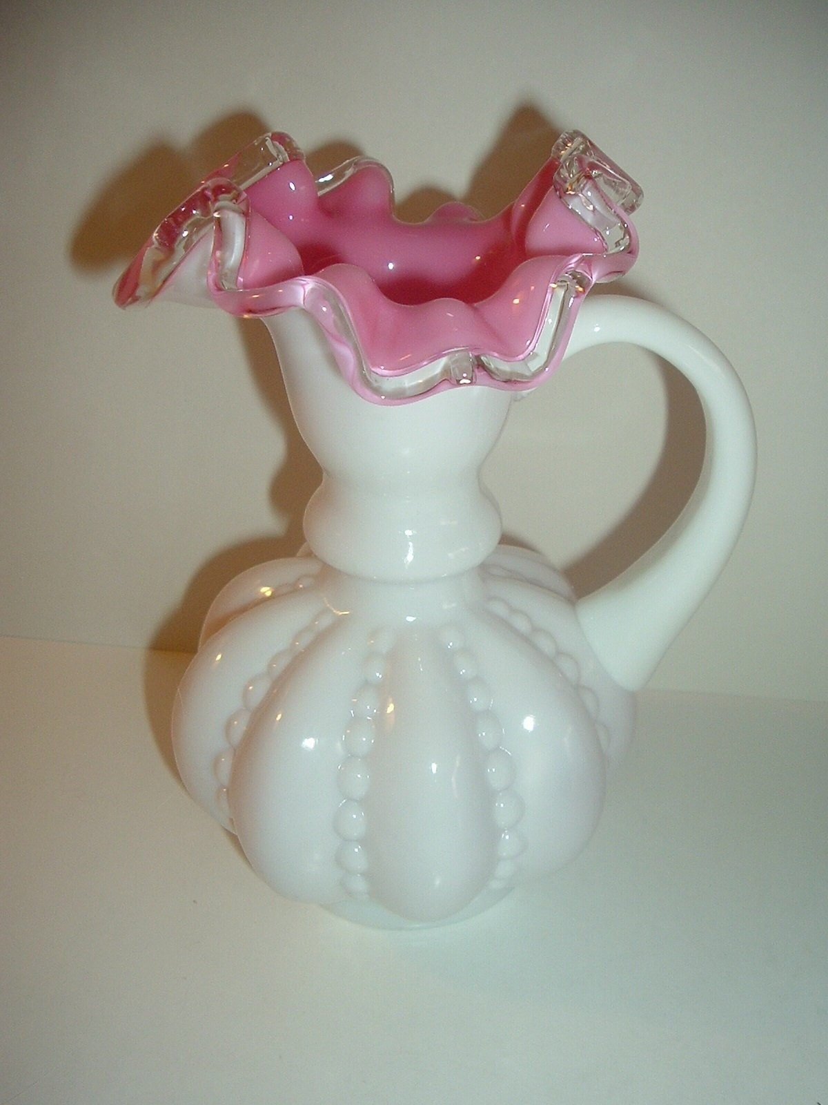 Fenton Silvercrest Pink Cased Bulb Pitcher