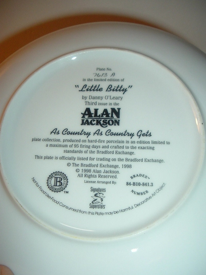 Alan Jackson Little Bitty plate As Country As Country Gets 1998