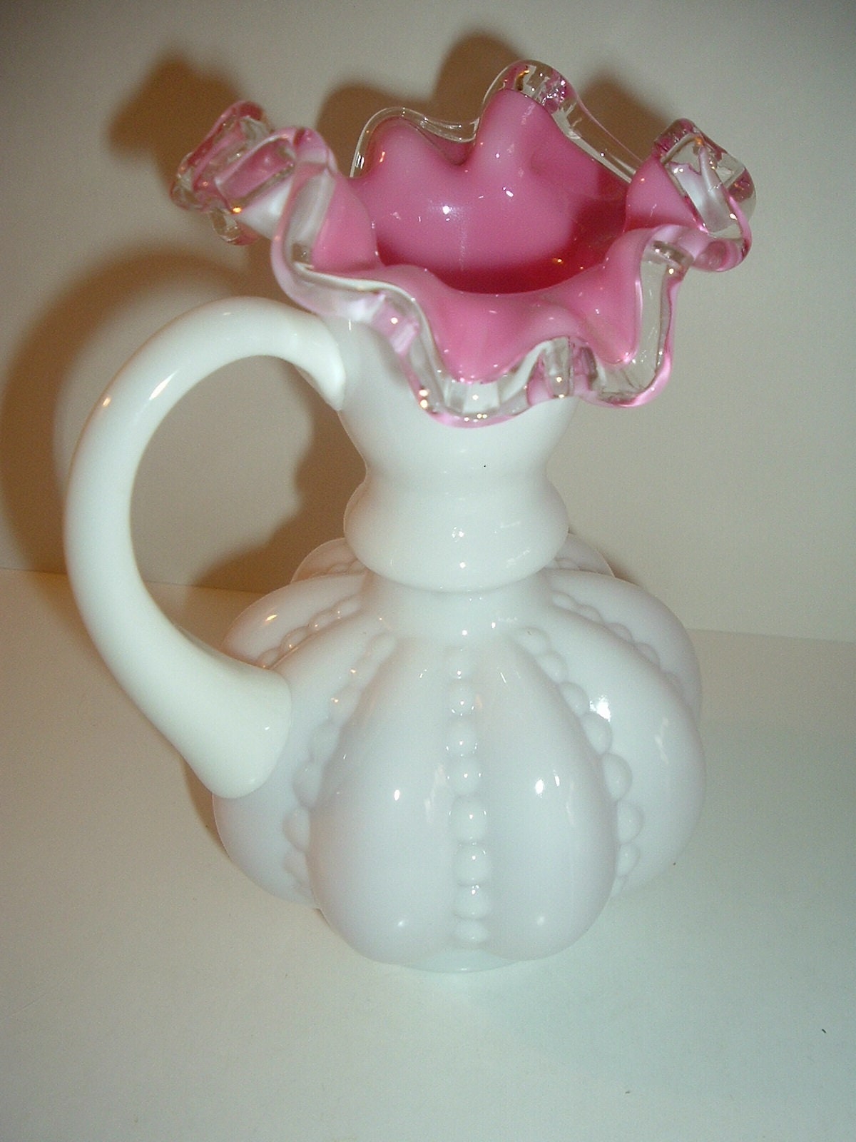 Fenton Silvercrest Pink Cased Bulb Pitcher