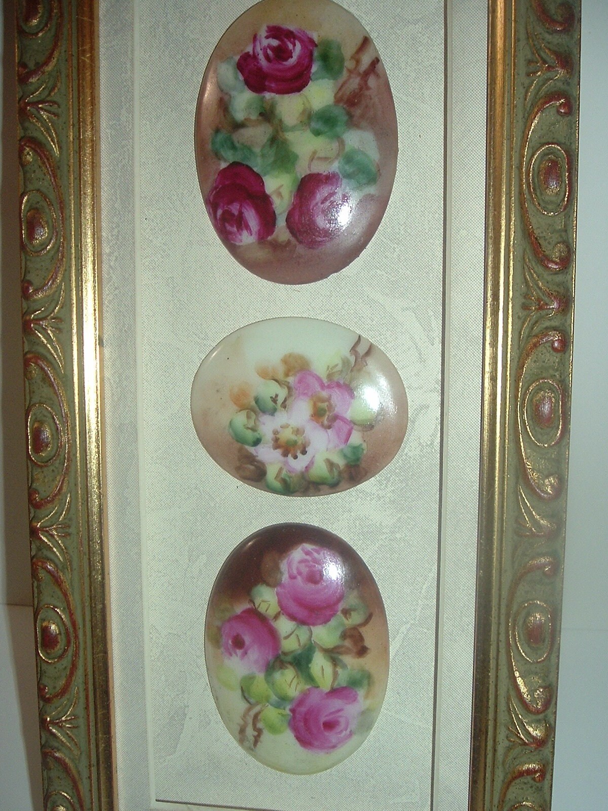 12 Handpainted Porcelain Ovals and Rounds Roses 8 Framed 4 Loose