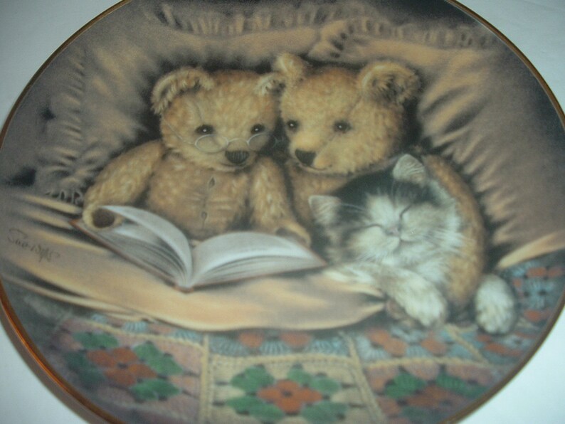 Bedtime Story by Sue Willis Teddy Bears & Cat Franklin Mint Plate - Etsy
