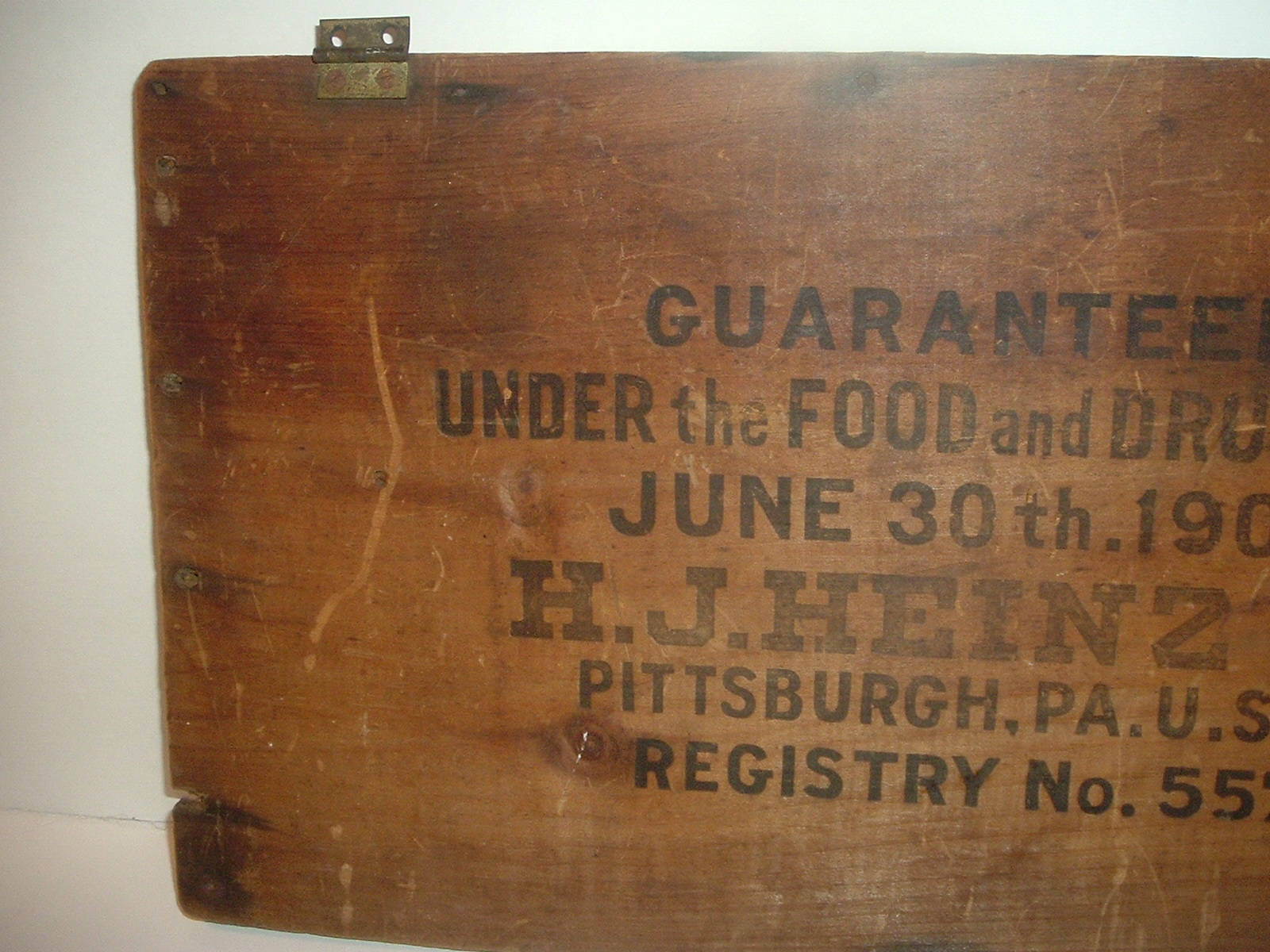 1906 Dated H J Heinz Wooden Crate Panel