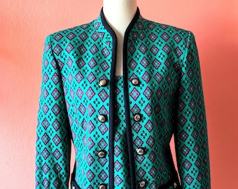 1980s Turquoise Two Tone Silk Oversized Blazer Size 12 or L - Etsy