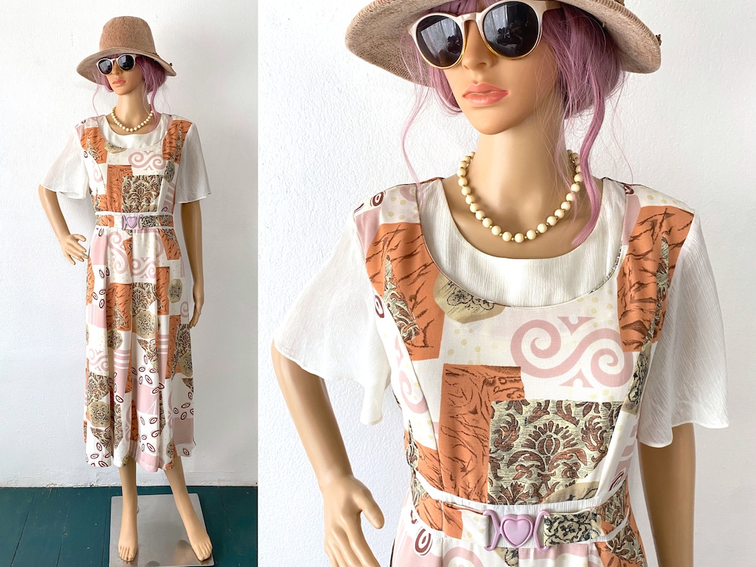 Vintage 90s Mixed Print Dress Artsy Dress Unique Dress Quirky Fashion ...
